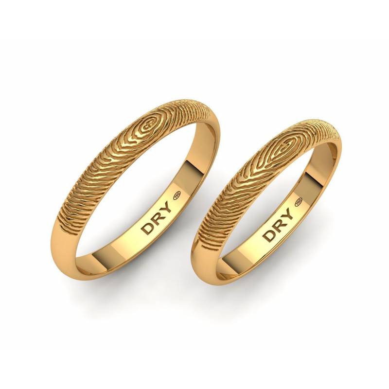D-Shape Fingerprints Wedding Bands