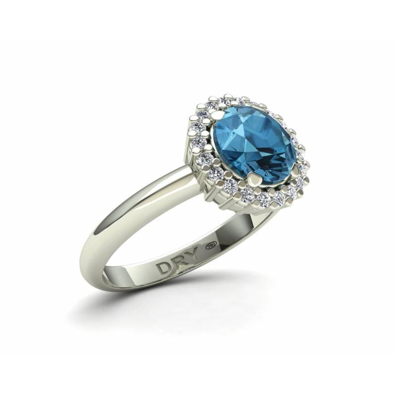 Anillo Compromiso Topacio Azul y Diamantes | Pepe Dry