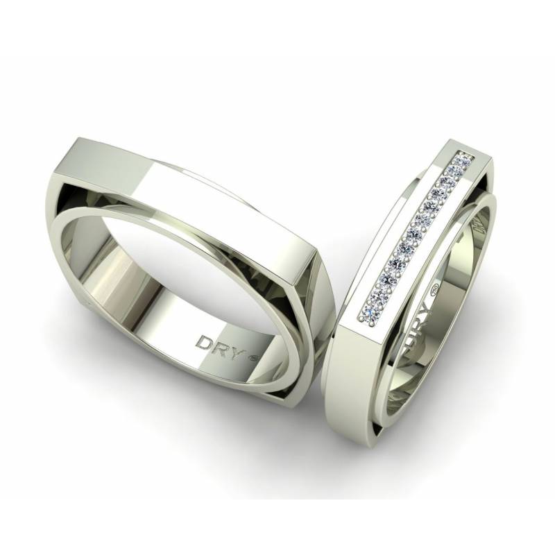 Square Gold Diamonds Wedding Rings | Pepe Dry | Madrid