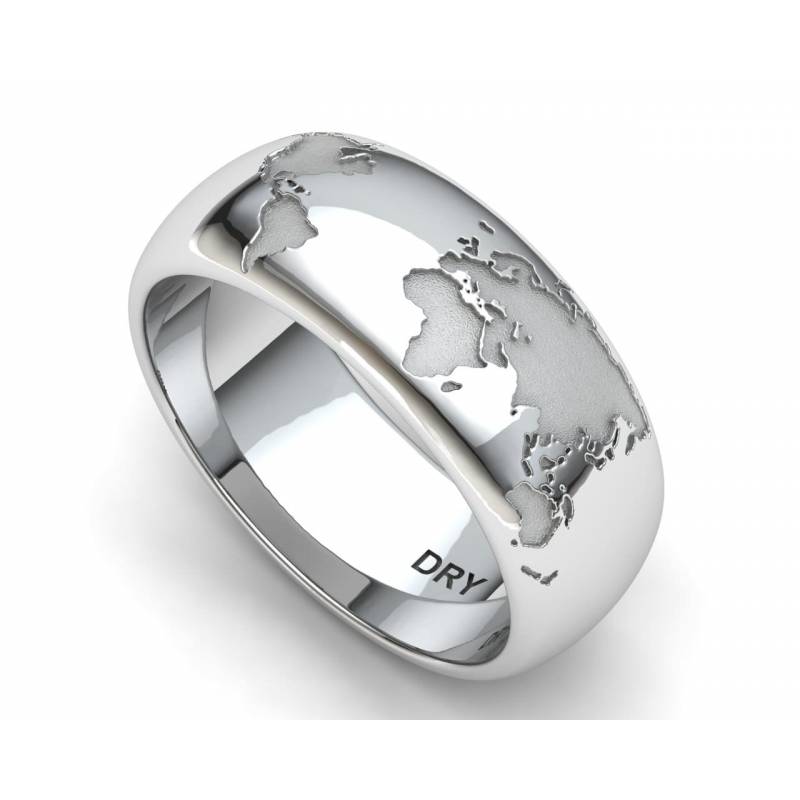 World Map Silver Ring | Pepe Dry