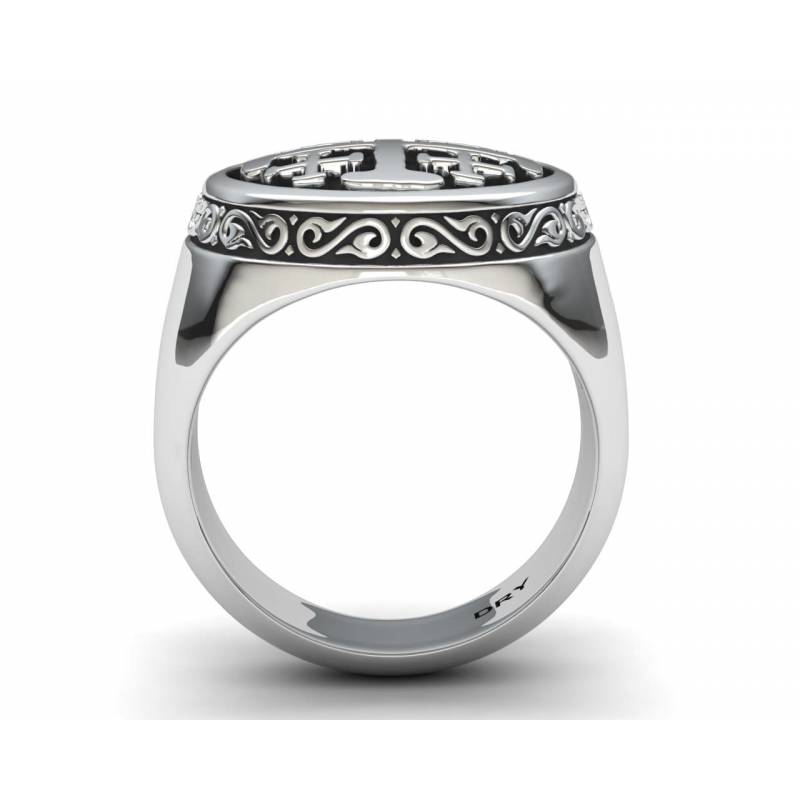 Silver Signet Ring with Raised Jerusalem Cross | Pepe Dry