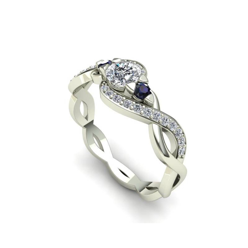Intertwined Ring with Diamonds and Sapphires | Unique Rings | Pepe Dry